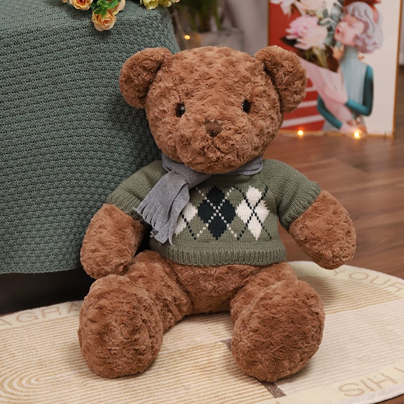 Teddy Bear with Knitted Sweater and Scarf: A Cuddly Doll Gift – Lixin ...